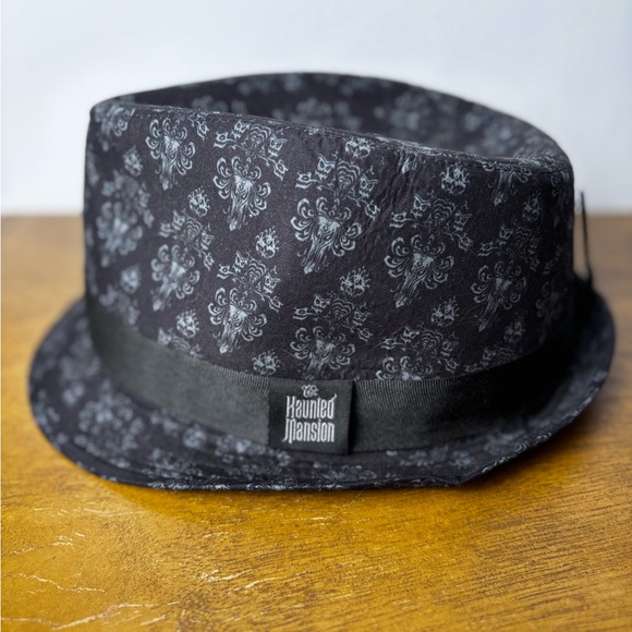 Accessories | Disney Parks Haunted Mansion Black Patterned Fedora ...